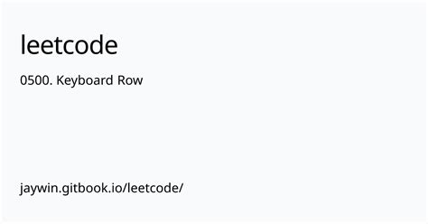 0500 Keyboard Row Leetcode