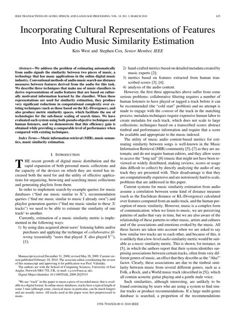 Pdf Incorporating Cultural Representations Of Features Into Audio Music Similarity Estimation