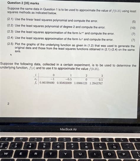 Solved Question 2 35 Marks Suppose The Same Data In