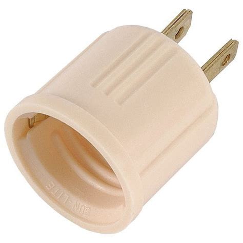 General Electric Polarized Socket Adapter Ivory Converts 2 Prong Outlet To Light Socket