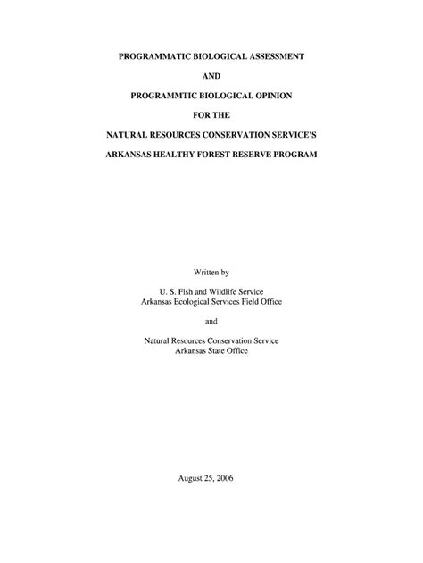 Fillable Online Nrcs Usda Programmatic Biological Assessment And Programmtic Biological Nrcs