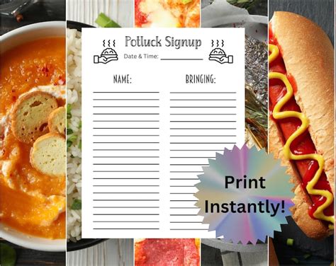 Potluck Sign Up Sheet Going Away Potluck Sign Up Sheet Going Away