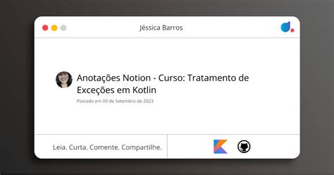 Anotações Notion Curso Tratamento De Exceções Em Kotlin Jéssica Barros Kotlin Github Dio