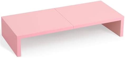 Teamix Pink Monitor Stand Riser Wood Monitor Riser With Storage For Desk Small