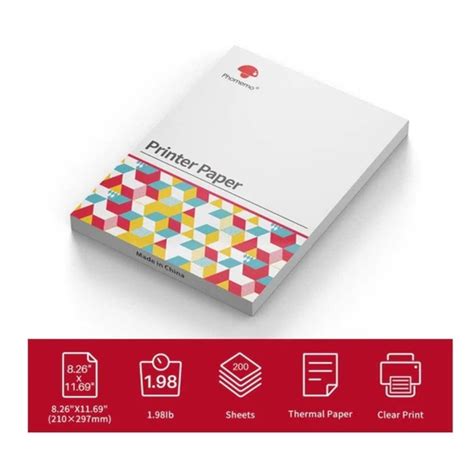 اطلب ورق A4 لطابعة M08f الحرارية Phomemo Thermal A4 Paper For M08f 200 Sheets الأصلي Jomla Ae