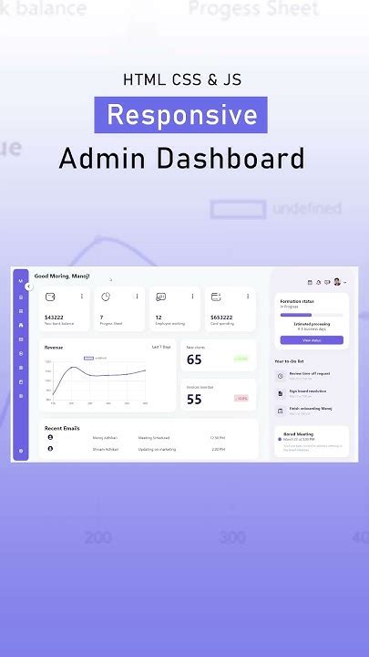 Responsive Admin Dashboard Using Html Css And Javascript Admindashboard