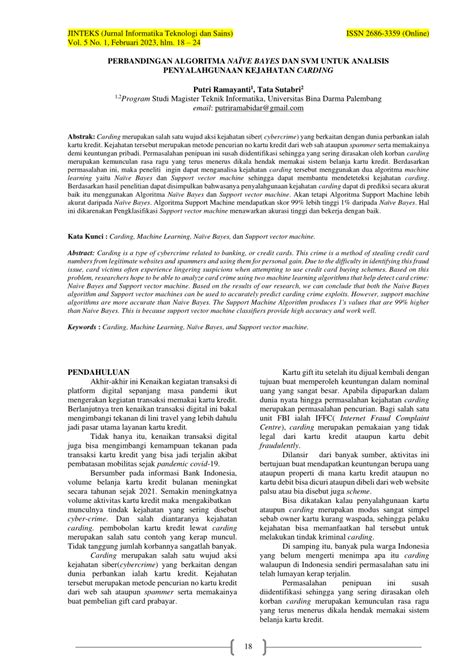 Pdf Perbandingan Algoritma NaÏve Bayes Dan Svm Untuk Analisis