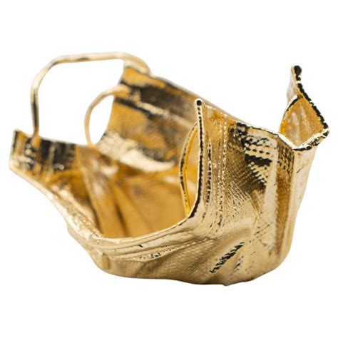 Remask Act 023 Gold Art Object Made From Surgical Mask By Enrico
