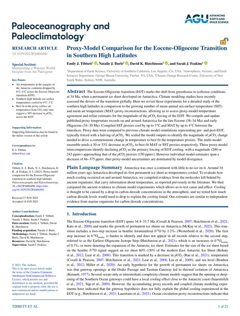 Pdf Proxy‐model Comparison For The Eocene‐oligocene Transition In