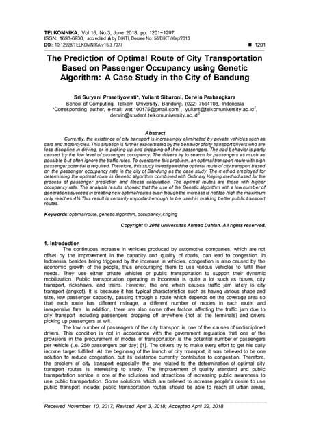 The Prediction Of Optimal Route Of City Transportation Based On Passenger Occupancy Using