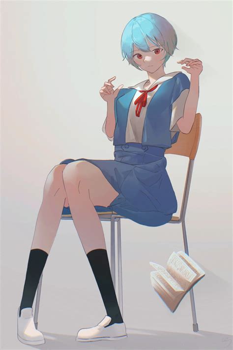 Blue Hair Solo Fan Art Neon Genesis Evangelion Ayanami Rei Rebuild