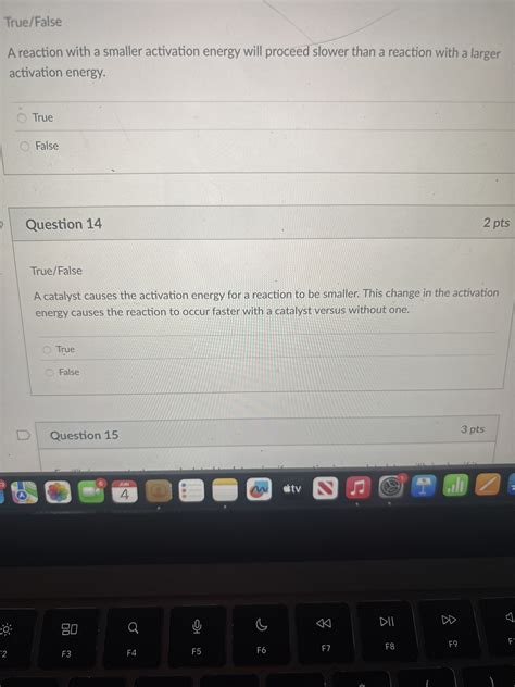 [solved] True False A Reaction With A Smaller Activation E