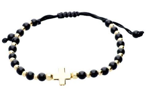 Bratara Cu Snur Aur 14k Galben Model Cruce Cod Bs18401