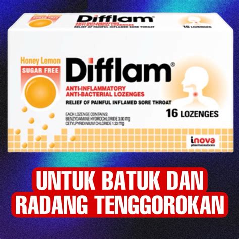 Jual Difflam Anti Inflammatory Anti Bacterial 16 Lozenges Batuk Radang