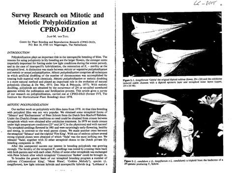 Pdf Research On Mitotic And Meiotic Polyploidization In Lily Breeding