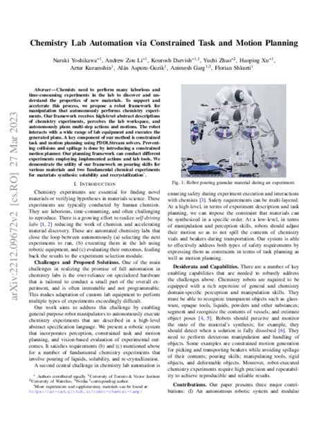 Pdf Chemistry Lab Automation Via Constrained Task And Motion Planning