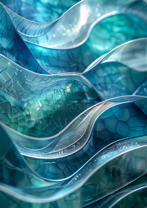 Undulating Glass Texture A Pattern Of Abstract Wavy Glass Elements In Shades Of Blue And