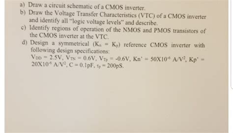 Solved A Draw A Circuit Schematic Of A CMOS Inverter B Chegg Com
