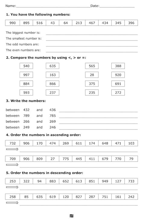 Comparing And Ordering Numbers 1 Number And Place Value By