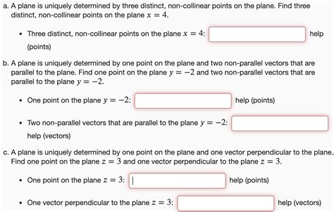 solved a a plane is uniquely determined by three distinct