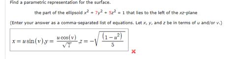 solved find a parametric representation for the surface the