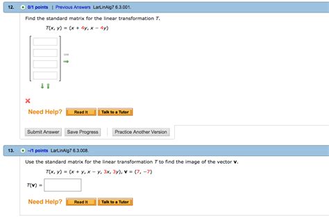 Solved Find The Standard Matrix For The Linear