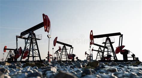 Oil Pump Jack Work On Oilfield Petroleum Extraction Stock Image Image Of Field Crude 266817591