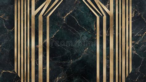 Infinite Regression Of Art Deco Architectural Elements Featuring Gold Leaf Detailing Against