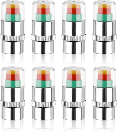 8pcs Tire Pressure Monitor Valve Stem Caps 3 Color Eye
