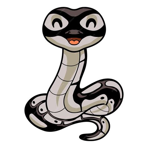 Dessin Animé Mignon Serpent Python Heureux Vecteur Premium