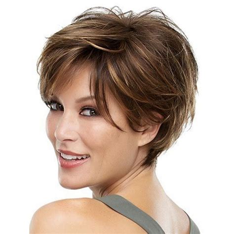 Classic Human Hair Wigs Pixie Cut For White Women Pixie Wigs Capless