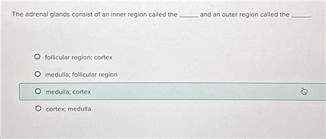Solved The Adrenal Glands Consist Of An Inner Region Called