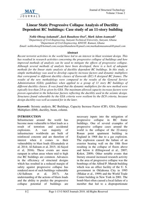 Pdf Linear Static Progressive Collapse Analysis Of Ductility Dependent Rc Buildings Case