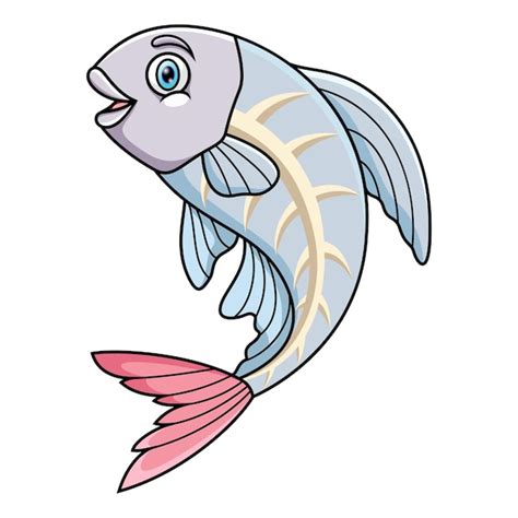 Dessin Animé X Ray Poisson Sur Fond Blanc Vecteur Premium