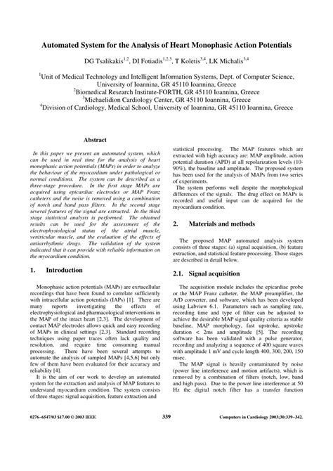 Pdf Automated System For The Analysis Of Heart Monophasic Action Potentials