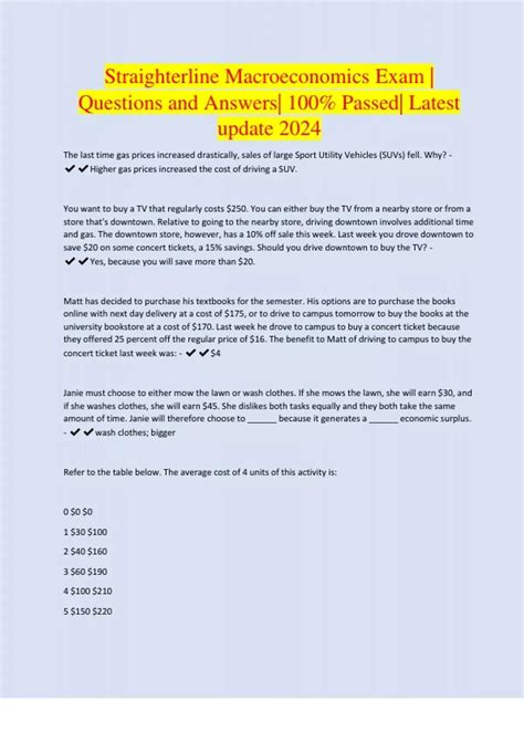 Straighterline Macroeconomics Exam Questions And Answers 100 Passed Latest Update 2024