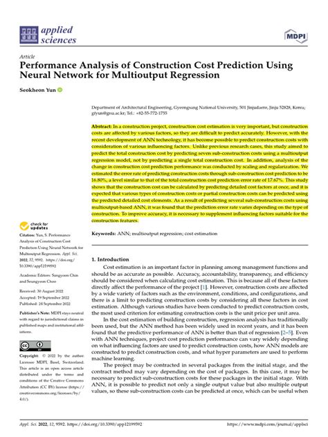 13 Performance Analysis Of Construction Cost Prediction Using Neural Network For Multiouput