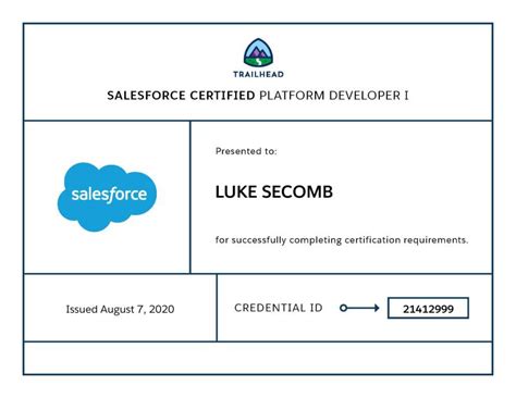 Luke Secomb On Linkedin Jumping On The Salesforce Certs Wagon First Up Platform Dev 1