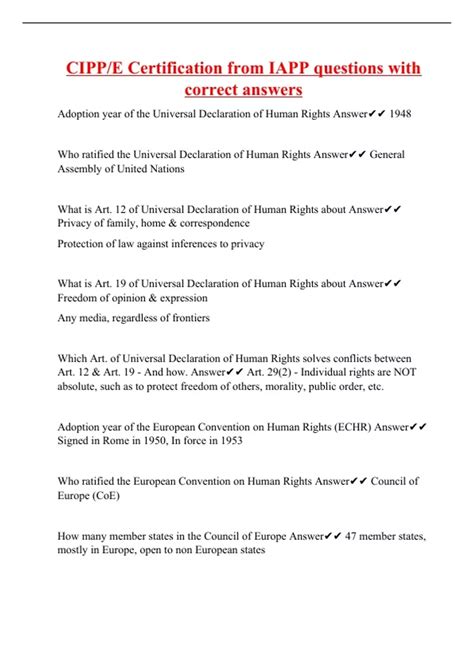 Cipp E Certification From Iapp Questions With Correct Answers Cipp E Stuvia Us