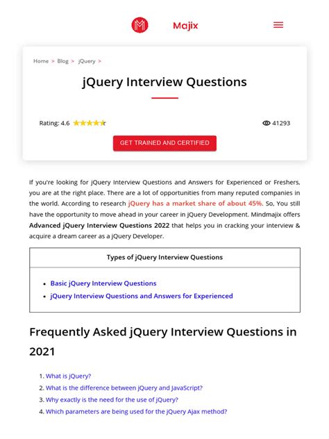 Top Jquery Interview Questions And Answers For 2022 Pdf J Query
