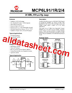 MCP6L91TE SN Datasheet PDF Microchip Technology