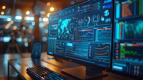 Modern Desktop Displaying Data Analytics Charts And Graphs Premium Ai Generated Image