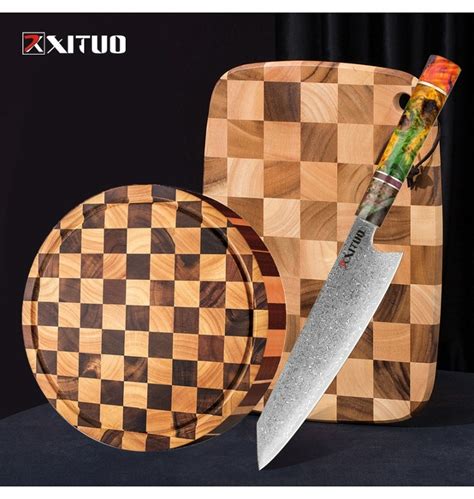 시그니얼 Xituo 고품질 도마 백년 된 나무 전체 당나라 부엌 칼 도구 요리사 슬라이스 액세서리 티몬