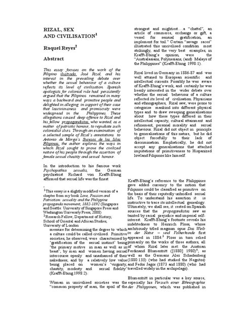 Rizal Sex And Civilisation 1 Pdf Virginity Marriage