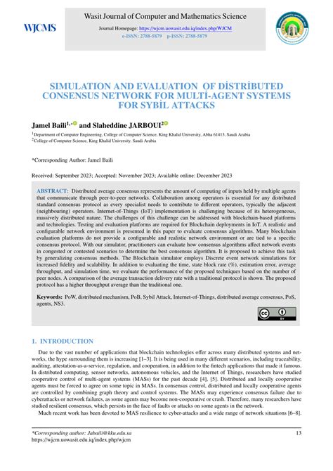 pdf simulation and evaluation of distributed consensus network for