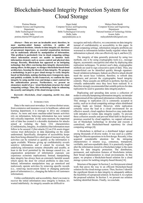 Pdf Blockchain Based Integrity Protection System For Cloud Storage
