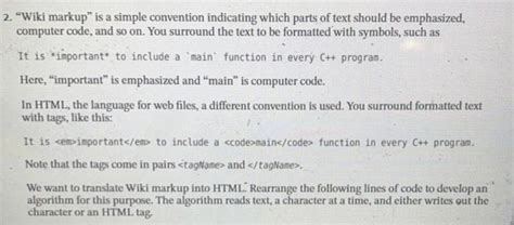 Solved 2 Wiki Markup Is A Simple Convention Indicating