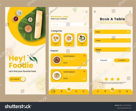 Restaurant Menu App Ui Gui Screen Stock Vector Royalty Free 2157975617 Shutterstock
