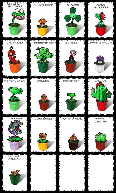 Plants Vs Zombies Figure Pvz Hama Beads Cactus Coconut Cannon Ice