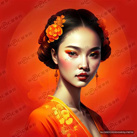 Ai创作图橘红色背景 昵图网